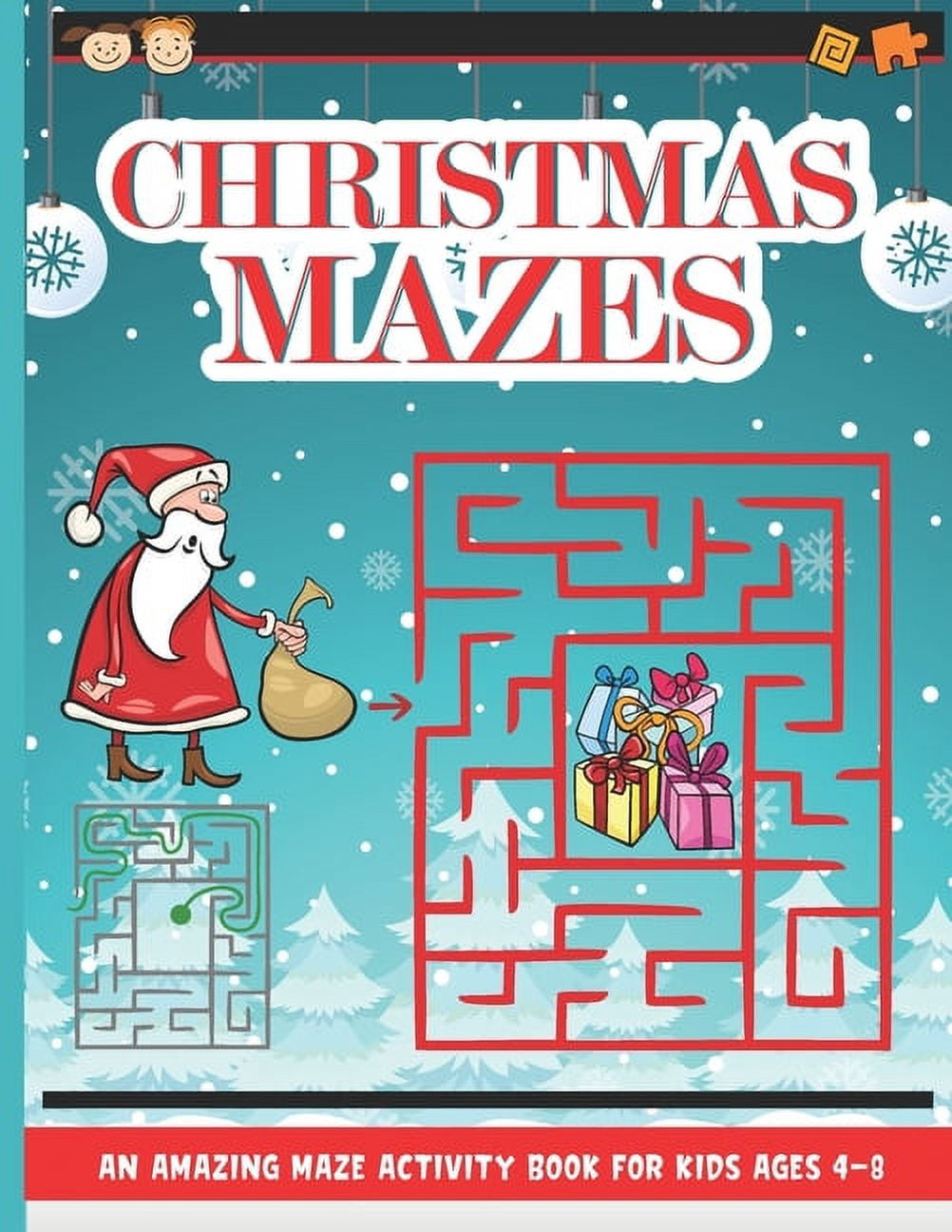 Christmas Mazes: Mazes for Kids 50 Mazes Difficulty Level Medium Fun ...