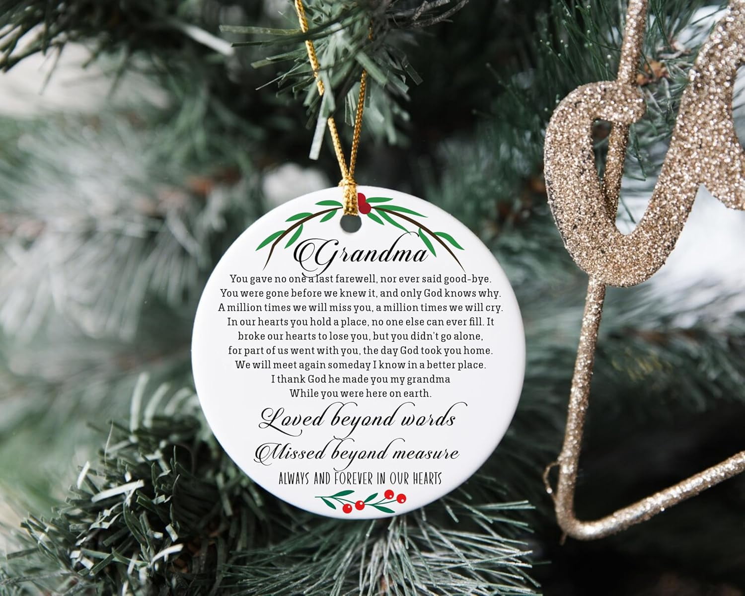 Christmas Memorial Ornament, Grandma Love Beyond Words, Grandma ...