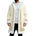 Christmas Men's Long Cardigan Hoodies Santa Claus Furry Trim Unisex ...