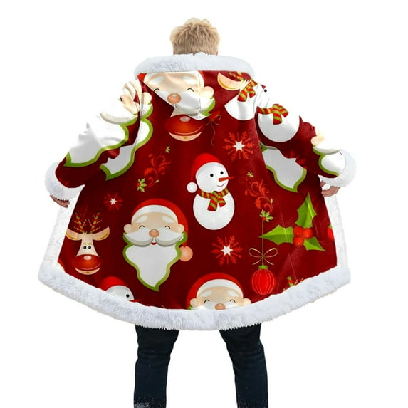Christmas Men's Long Cardigan Hoodies Women Unisex Santa Claus Xmas ...