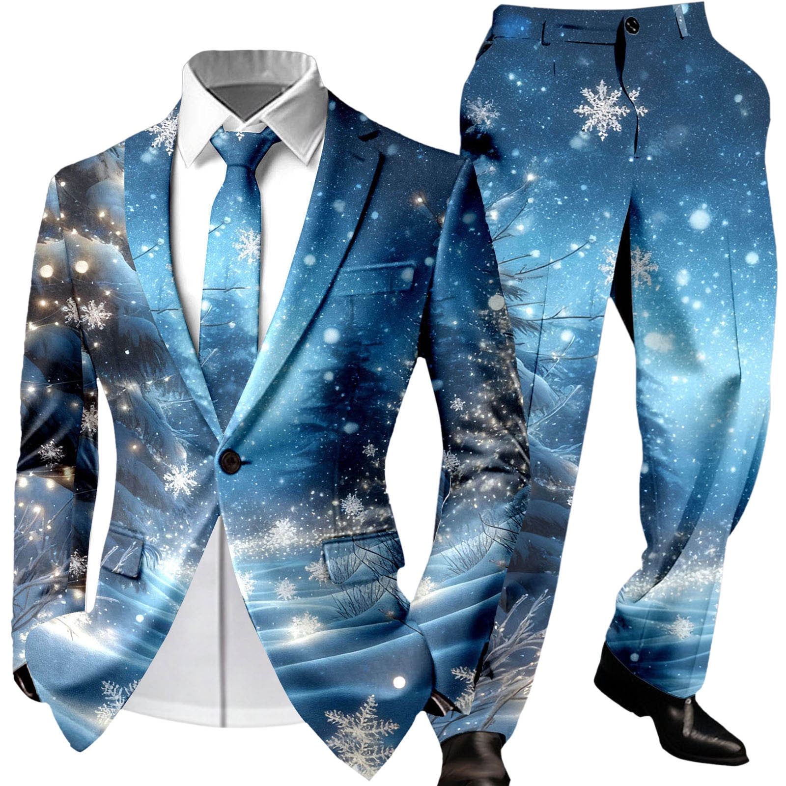 Christmas Mens Suit 2 Piece Formal One Button Xmas Jacket Tuxedo And ...