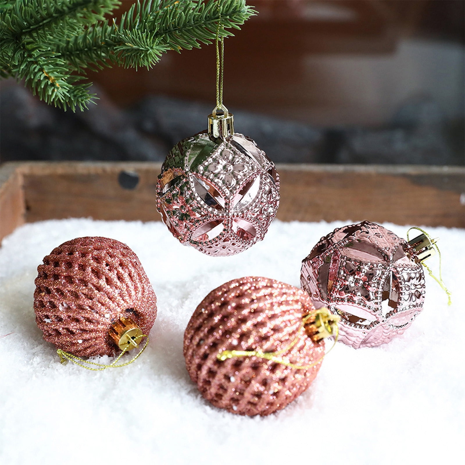 Christmas Mesh Ball Painted Ornament Pendant Holiday Tree Window ...