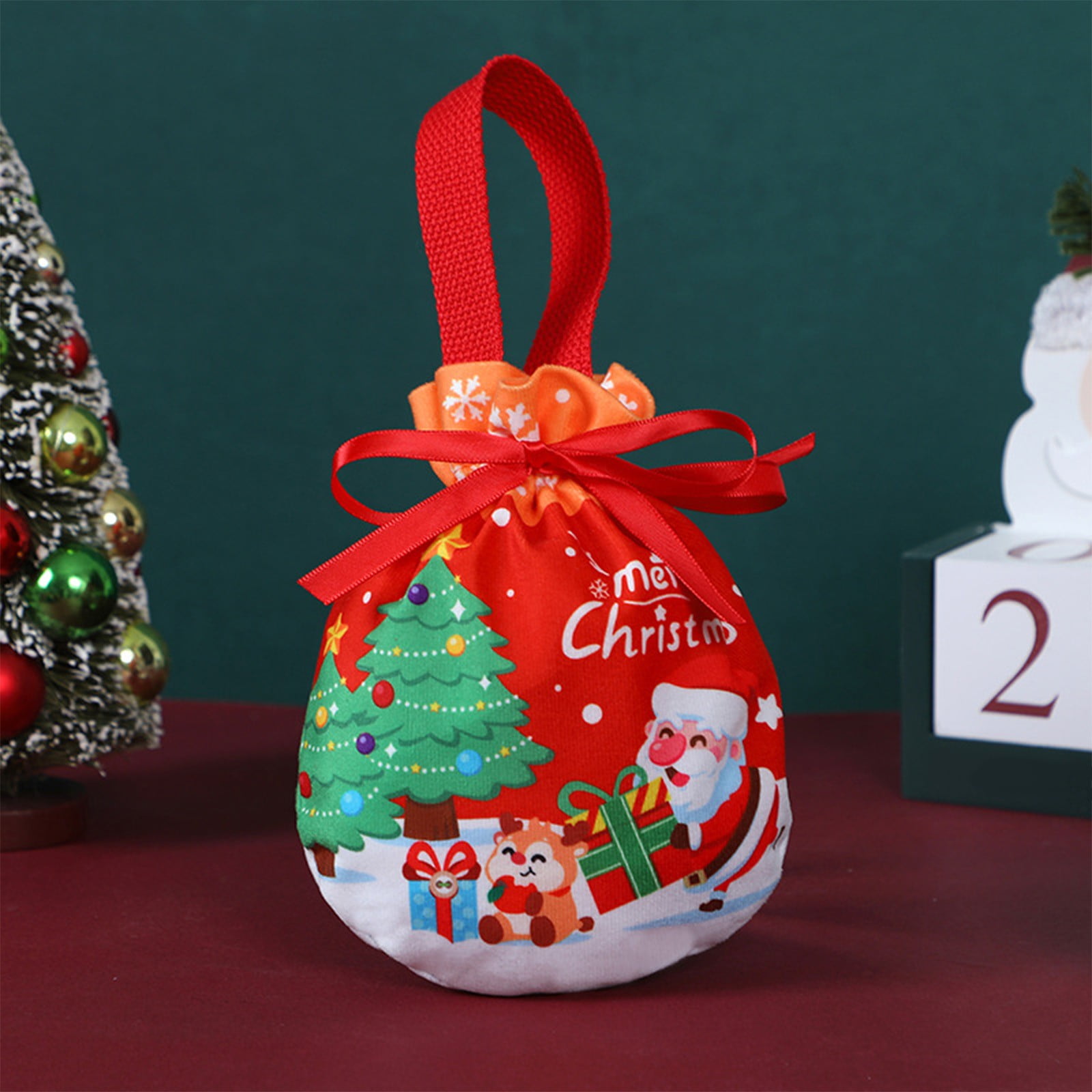 Christmas Mesh Gift Bags 6.3in - Reusable Drawstring Non-Woven Treat ...