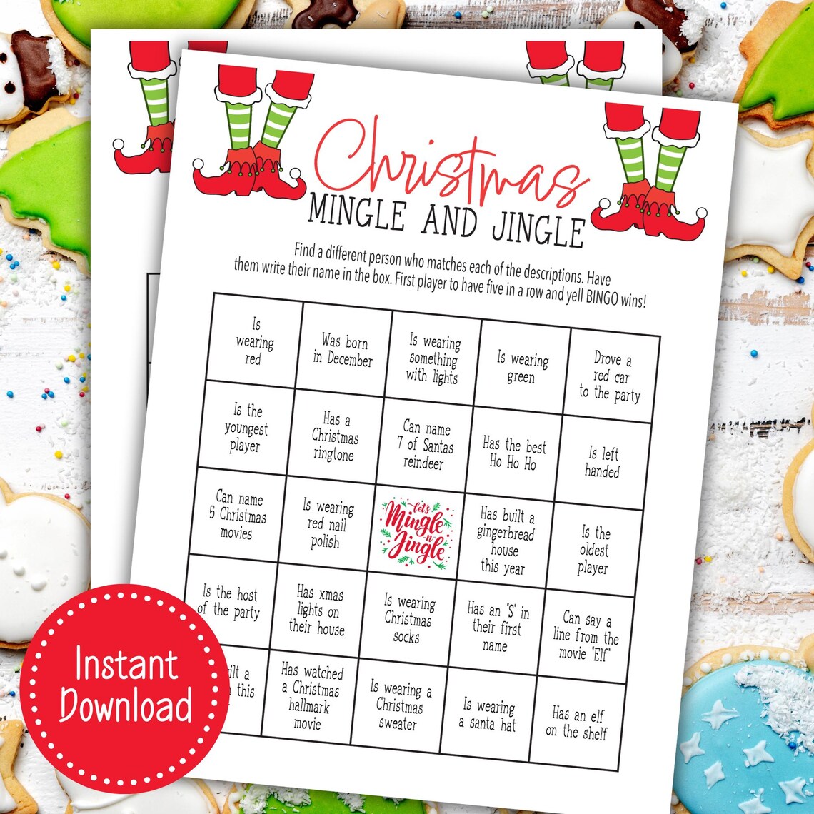 Christmas Mingle & Jingle Bingo Game | Office & Family Party Game ...