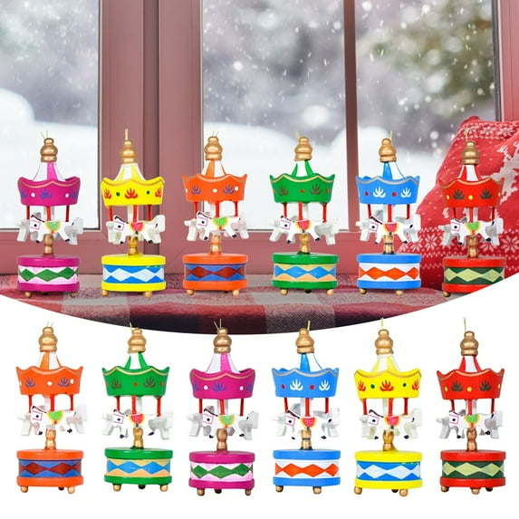 Christmas Mini Desktop Ornament Rotating Musical Holiday Decoration for ...