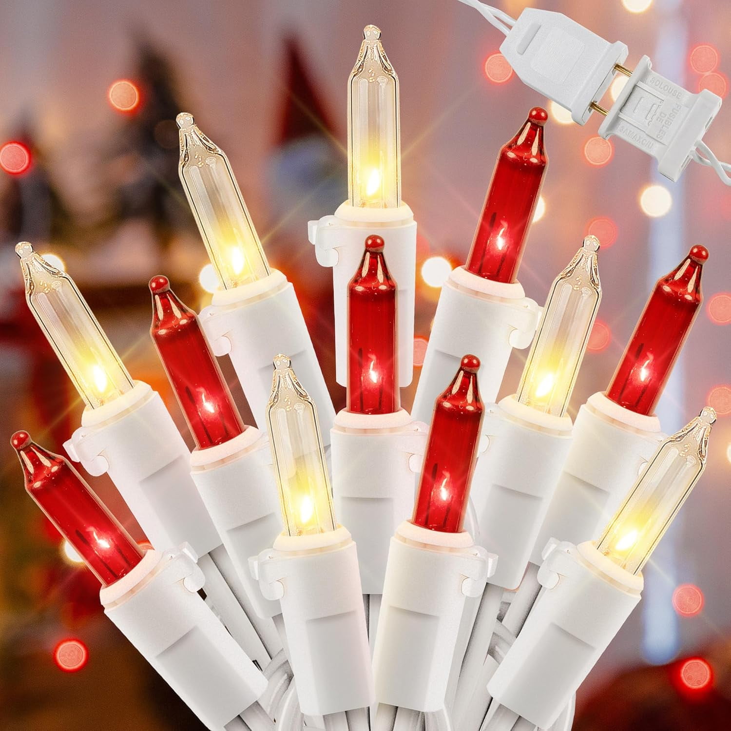 Christmas Mini Lights, 2 Pack 13 FT 50 Count Plug in Christmas Tree ...