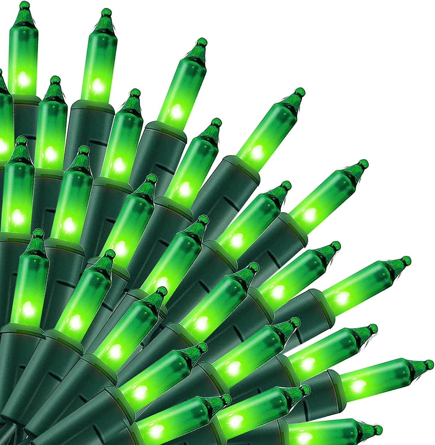Christmas Mini String Lights, 16.4FT 50 Count Incandescent Green Wire ...