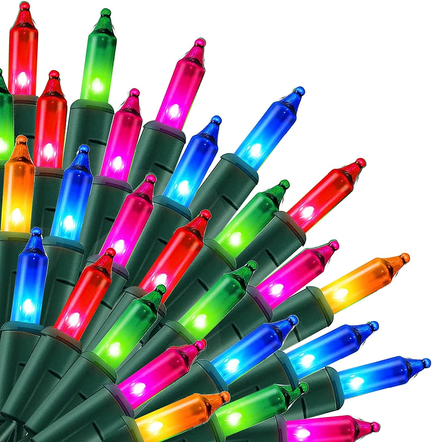 Christmas Mini String Lights, 16.4FT 50 Count Incandescent Green Wire ...