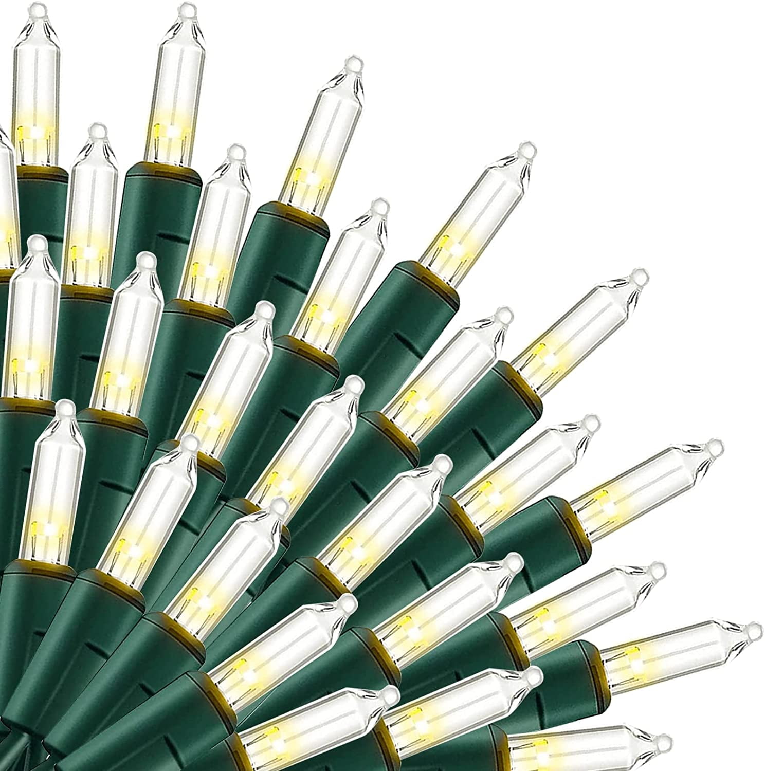 Christmas Mini String Lights, 16.4FT 50 Count Incandescent Green Wire ...