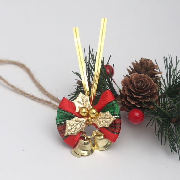 Christmas Mini Wire Bell Bow Fabric Hanging Ornaments DIY Accessories ...