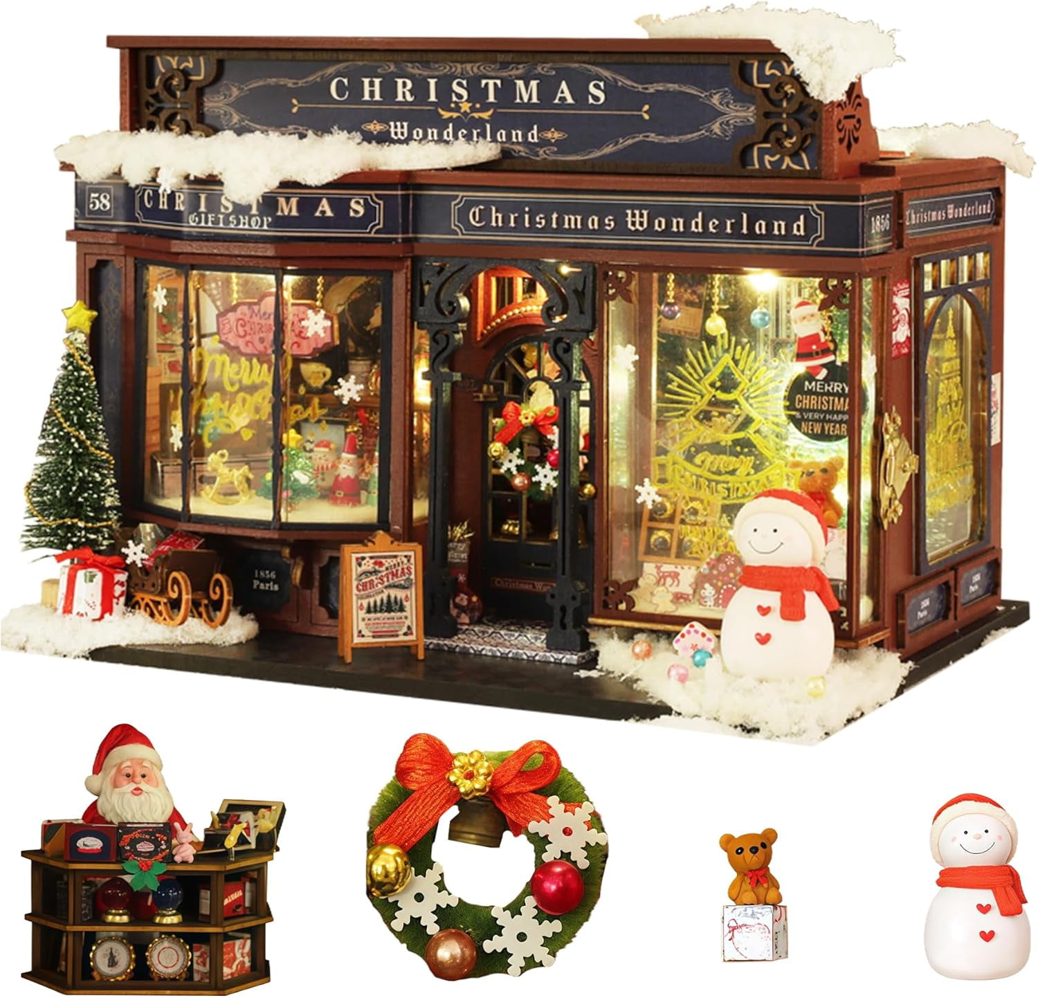 Christmas Miniature Dollhouse Kit, DIY Mini House Building Kits for ...
