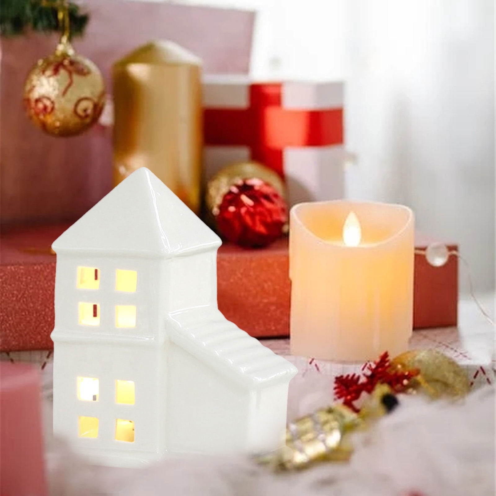 Christmas Miniature Porcelain Village Tabletop Figurine Led Porcelain ...
