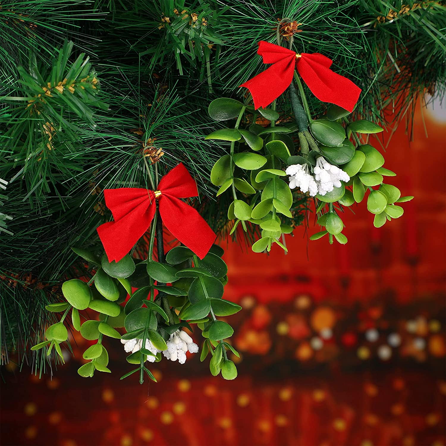 Christmas Mistletoe Ornaments Bouquet Artificial Mistletoe Branches ...