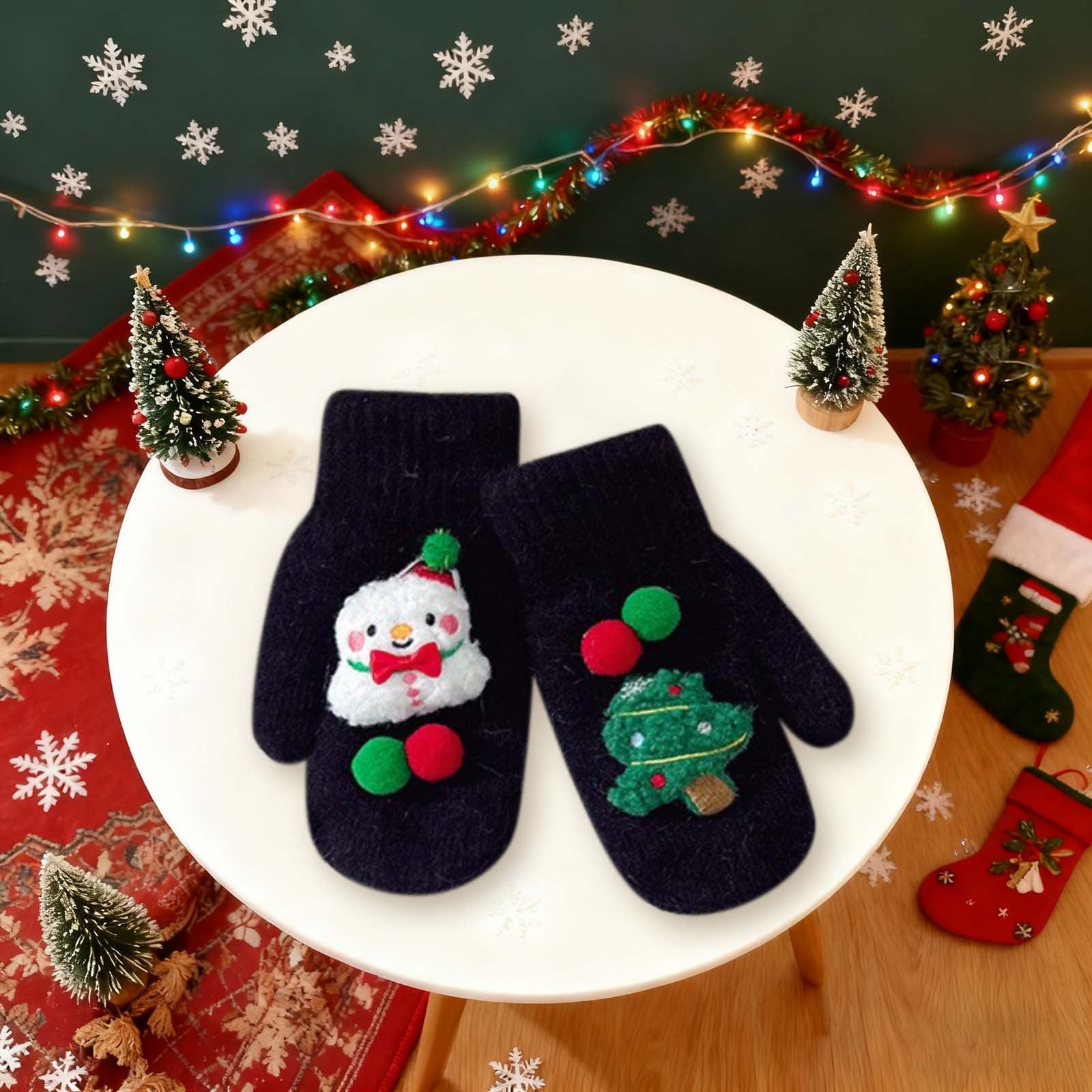 Christmas Mittens for Women Cold Weather Winter Warm Lining Mittens ...