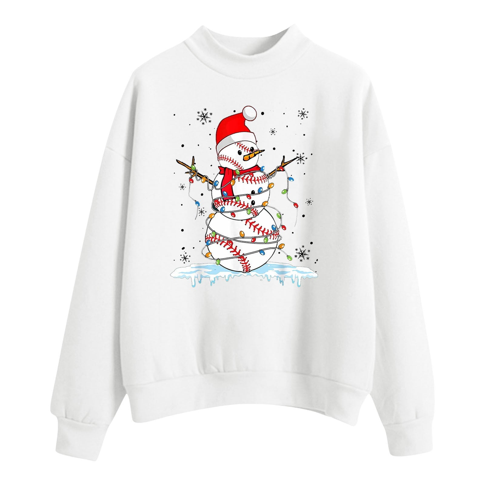 Christmas Neck Sweatshirts for Women Inner Funny Snowman Print Pullover ...