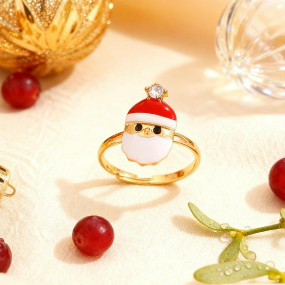 Christmas Moissanite Ring, Dainty Christmas Gift Ring, 14k Yellow Gold ...