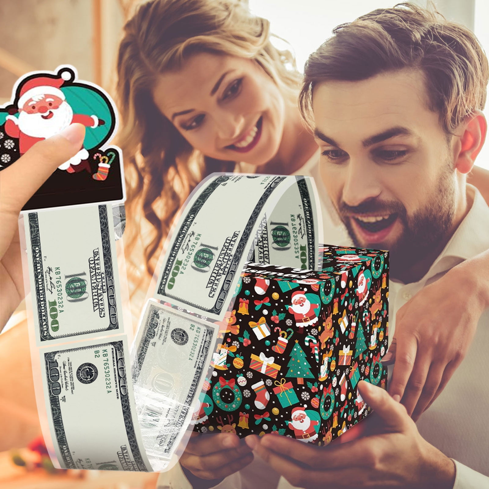 Christmas Money Box, Holiday Gift Box, Festive Surprise Cash Gift Packaging, Durable Cardboard ...