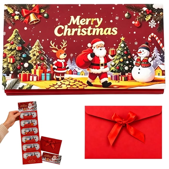 Christmas Money Holder Card Expandable Pull Out Cash Gift Accordion ...