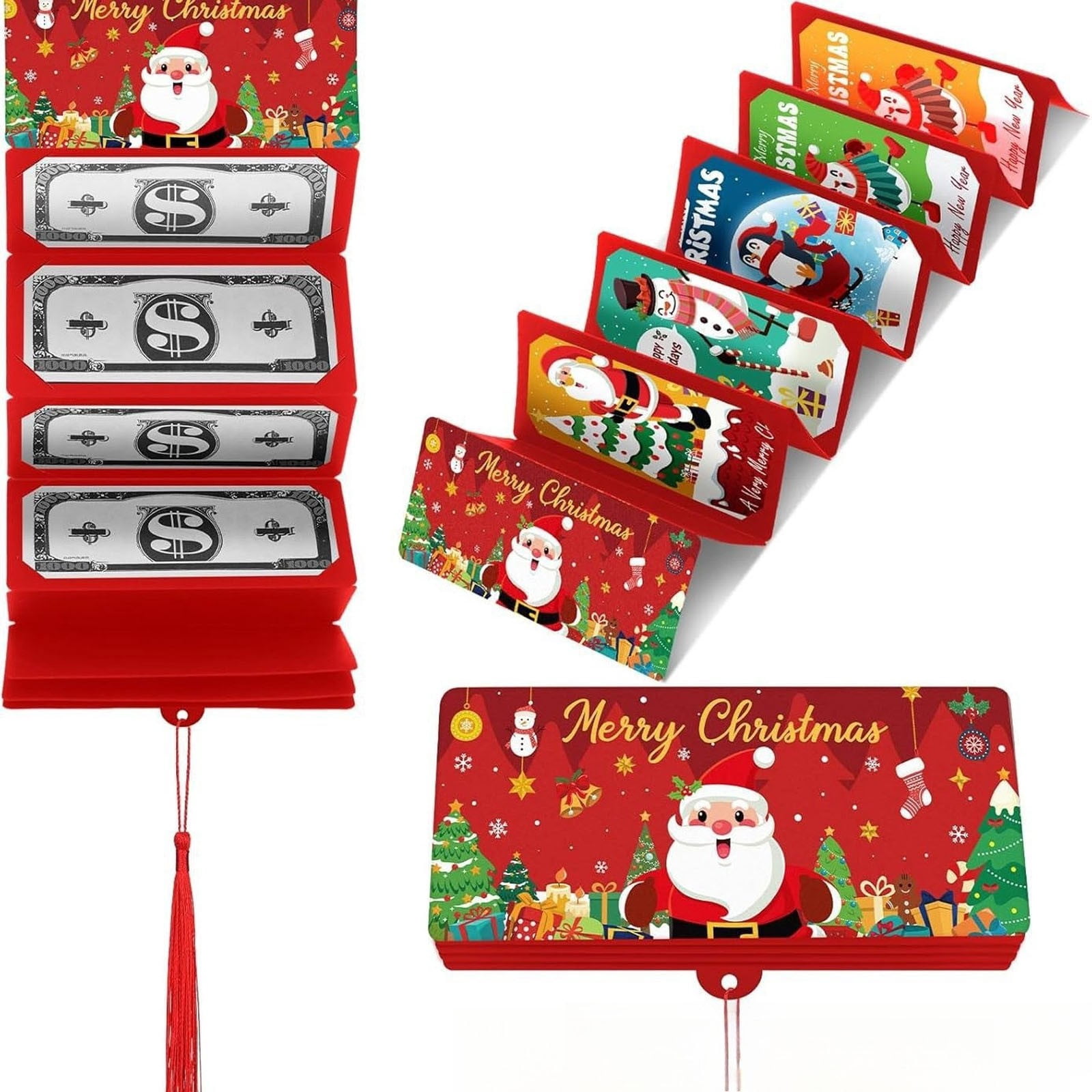Christmas Money Holders for Cash, 6 Slots Christmas Cash Gift Envelopes ...