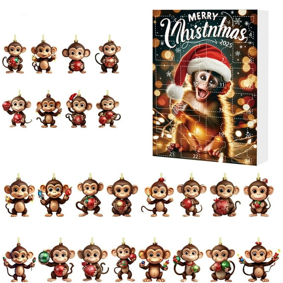 Christmas Monkey Print Pendant with 2D Acrylic Countdown Calendar ...