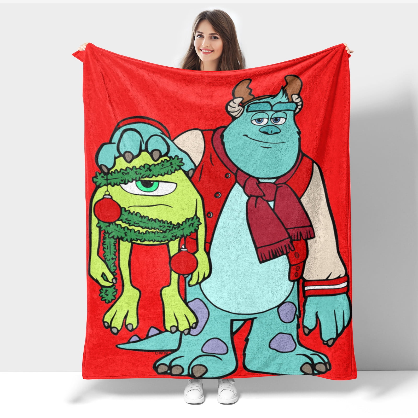 Christmas Monsters Inc Throw Blanket for Couch Lightweight Plush Fuzzy ...