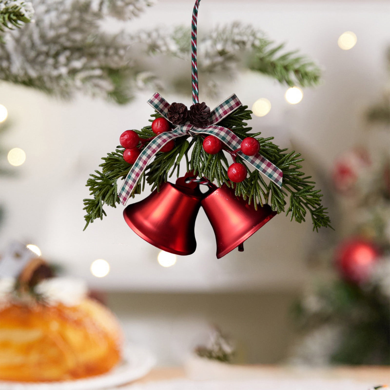 Christmas Mood Tree Ornament Bells Bows Iron Plastic 18x13cm Gold ...