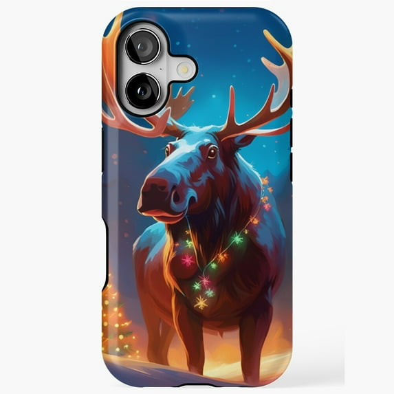 Christmas Moose Holiday Animal Case for iPhone 11 12 13 14 15 16 17 Pro ...