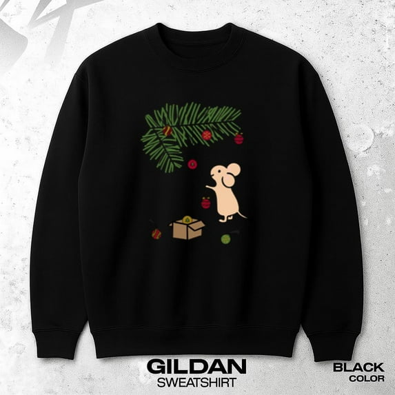 Christmas Mouse Cute Holiday Winter Festive Retro Fun Animal Art Sweatshirt - Walmart.com