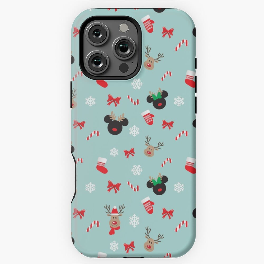 Christmas Mouse Ears Reindeer Candy Cane iPhone Case 17 16 15 14 13 12 ...