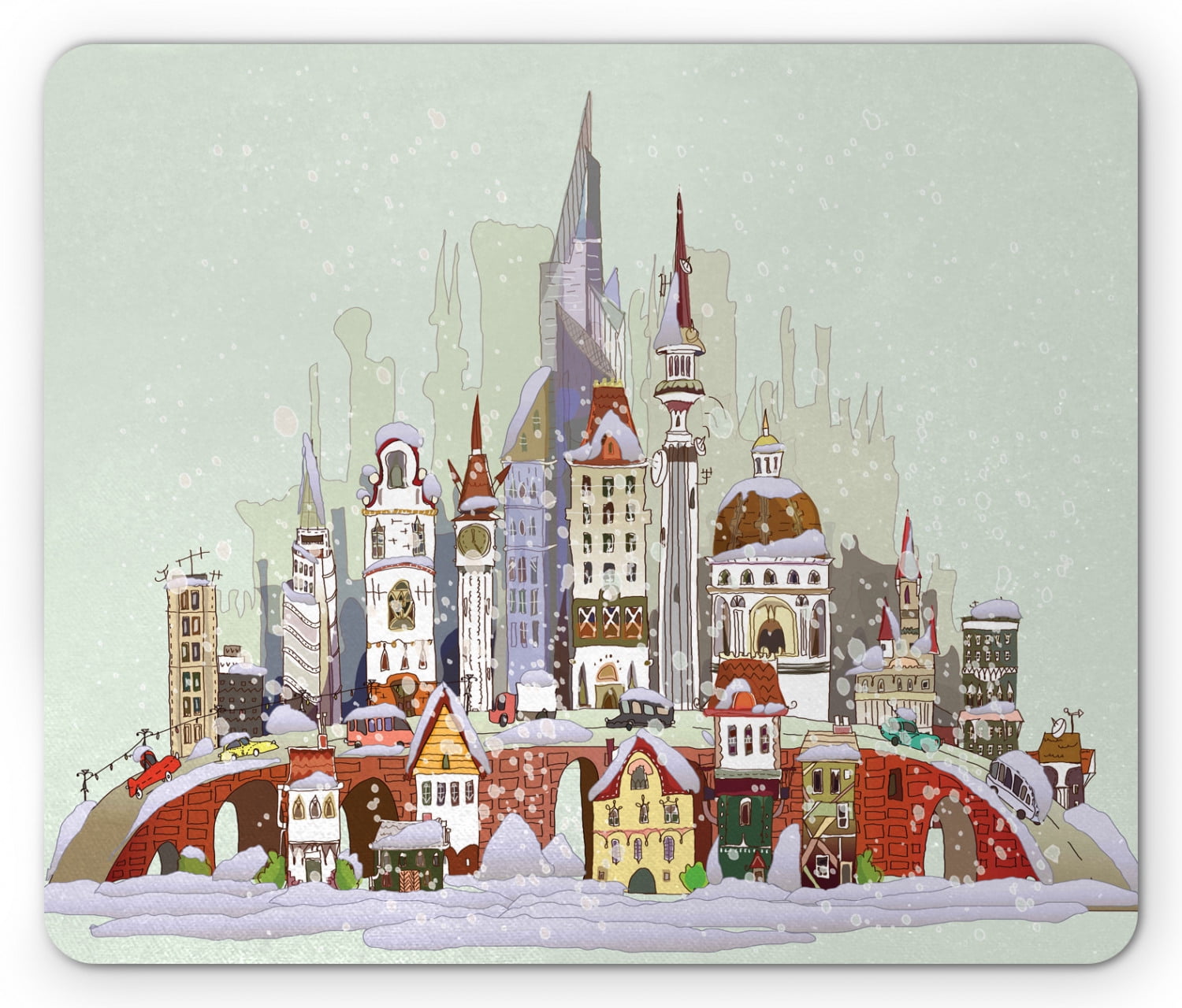 Christmas Mouse Pad, Noel in the City Xmas Background Yule Holiday ...