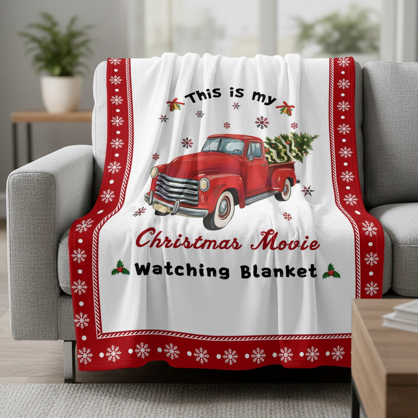 This Is My Christmas Movie Fleece Throw Blanket Red Truck Xmas Tree ...