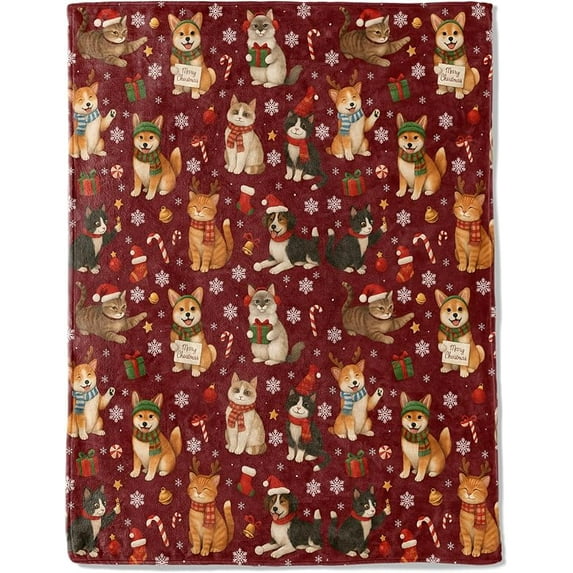 Christmas Movie Watching Decorative Throw Blanket, Gnome Red Black ...