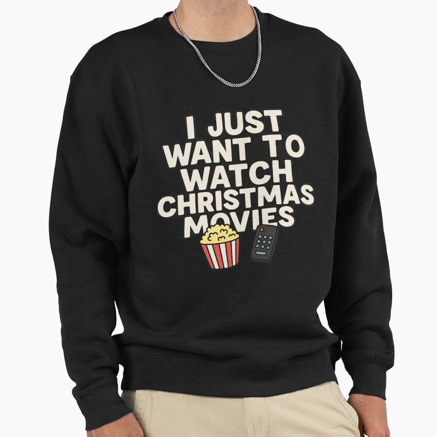 Christmas Movies And Chill Popcorn Remote Retro Vintage Funny Graphic ...