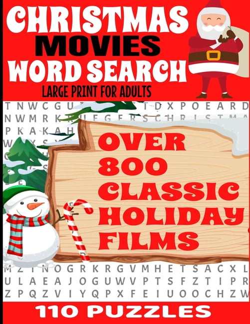 Christmas Movies Word Search Large Print for Adults: Over 800 Classic ...