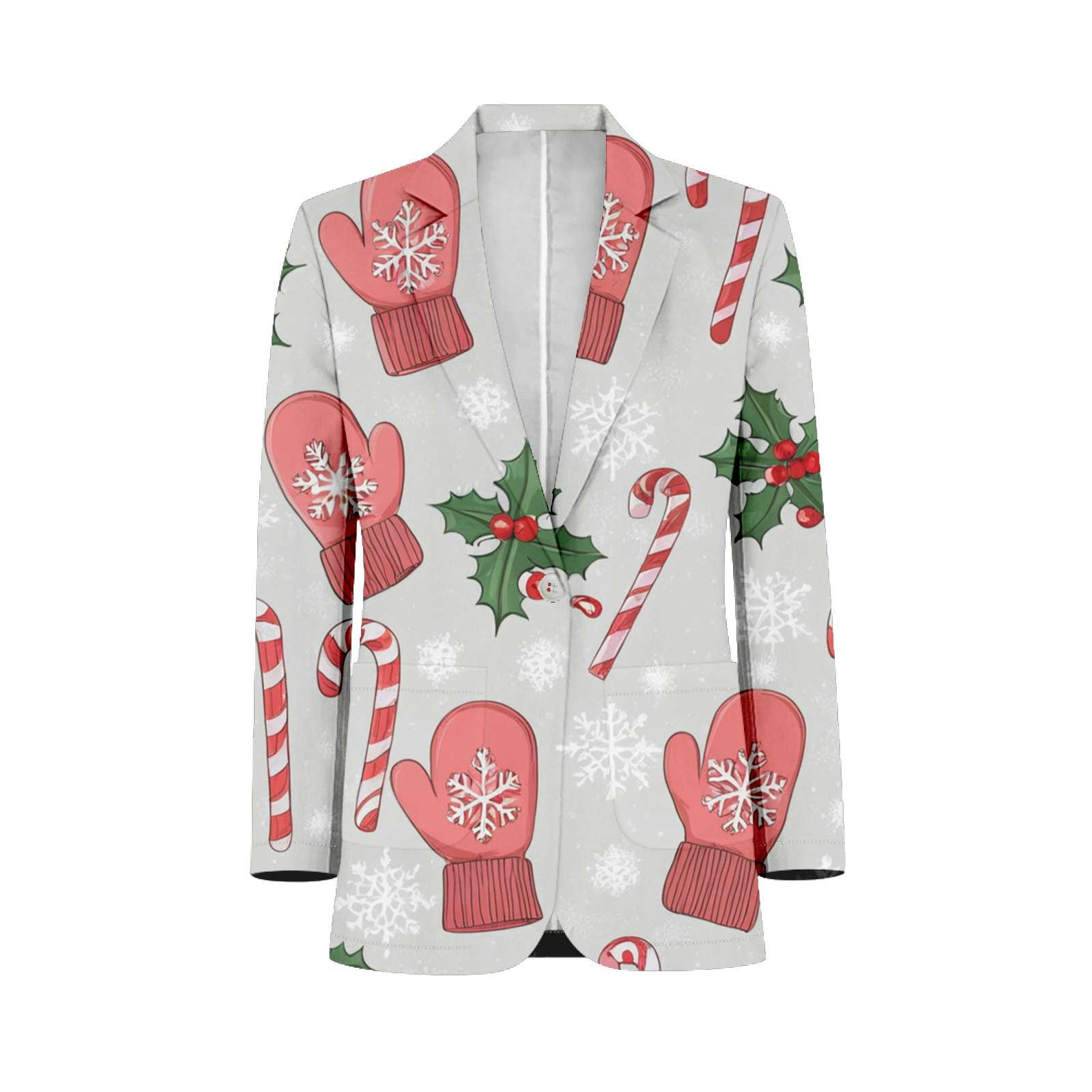 Christmas Mug & Candy Cane Pattern Mens Suits Shawl Collar Slim Fit ...