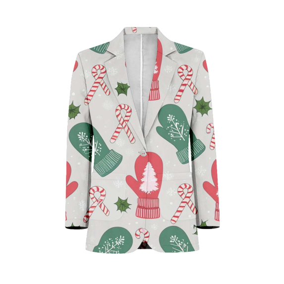 Christmas Mug & Candy Cane Pattern Mens Suits Shawl Collar Slim Fit ...