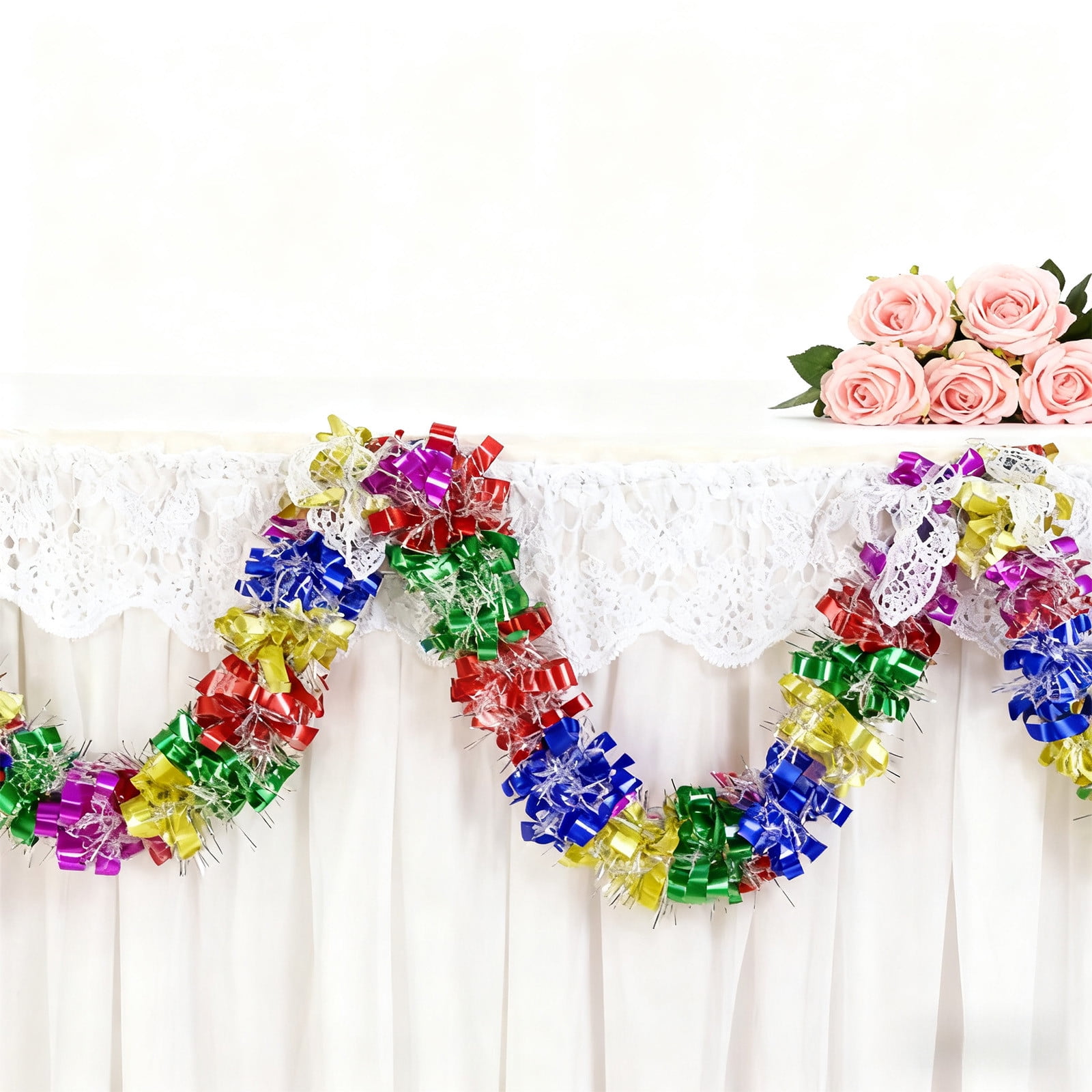Christmas Multicolored Lace Ribbon Decorations - Festive Tree Handrails ...