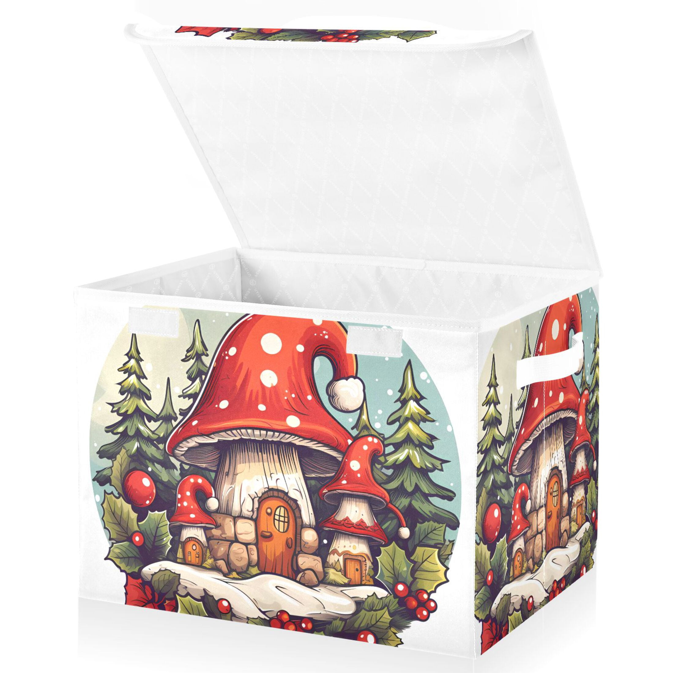 Christmas Mushrooms Large Lidded Bin Foldable Storage Baskets Boxes ...