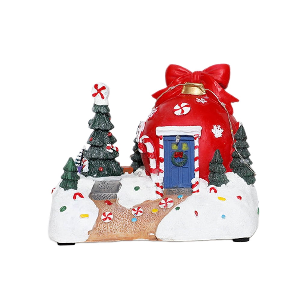 Christmas Music Box House with Lighting and Rotating Figurines Table ...