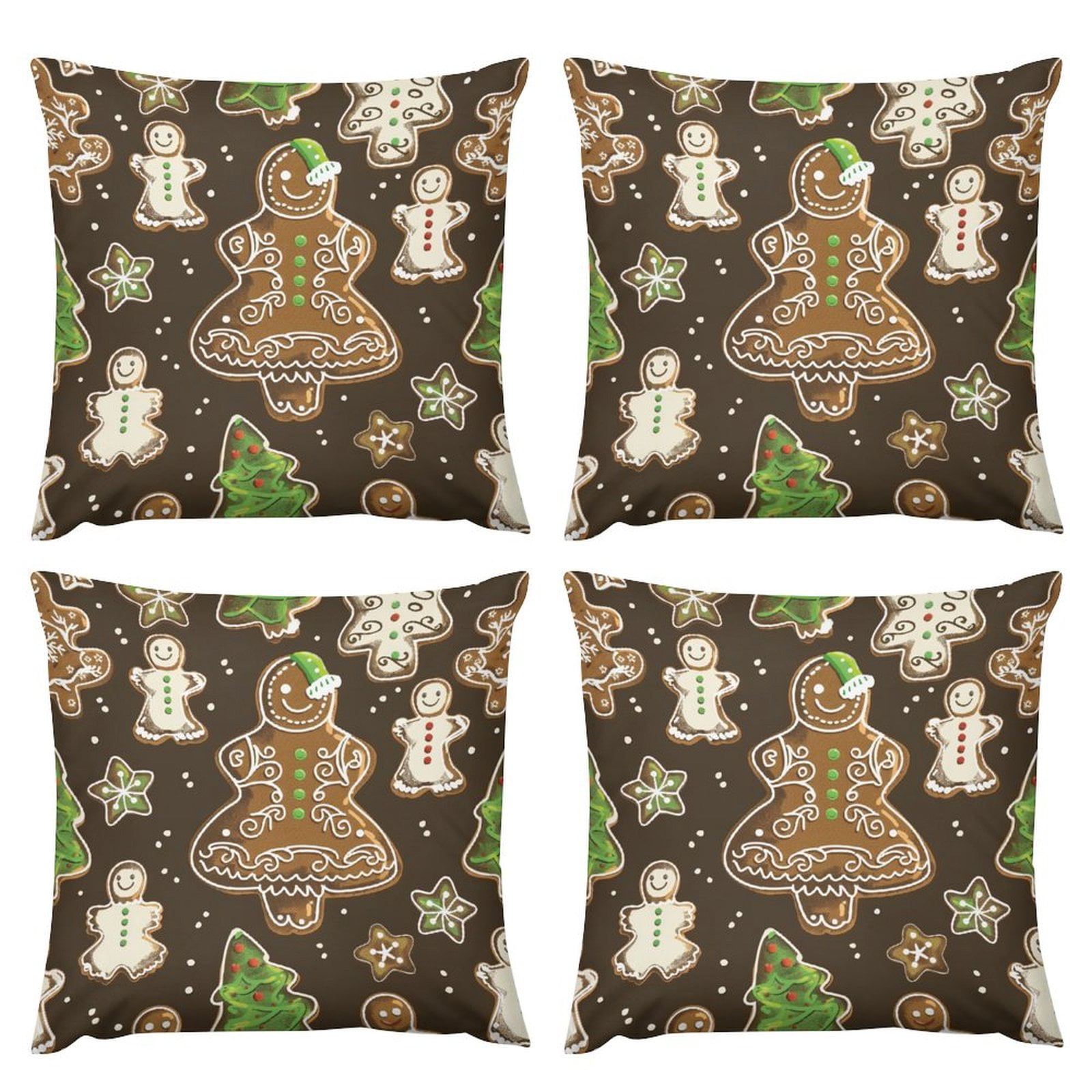 Christmas My Favorite Gingerbread Cookies 4 Pcs Cushion Covers Sofa ...