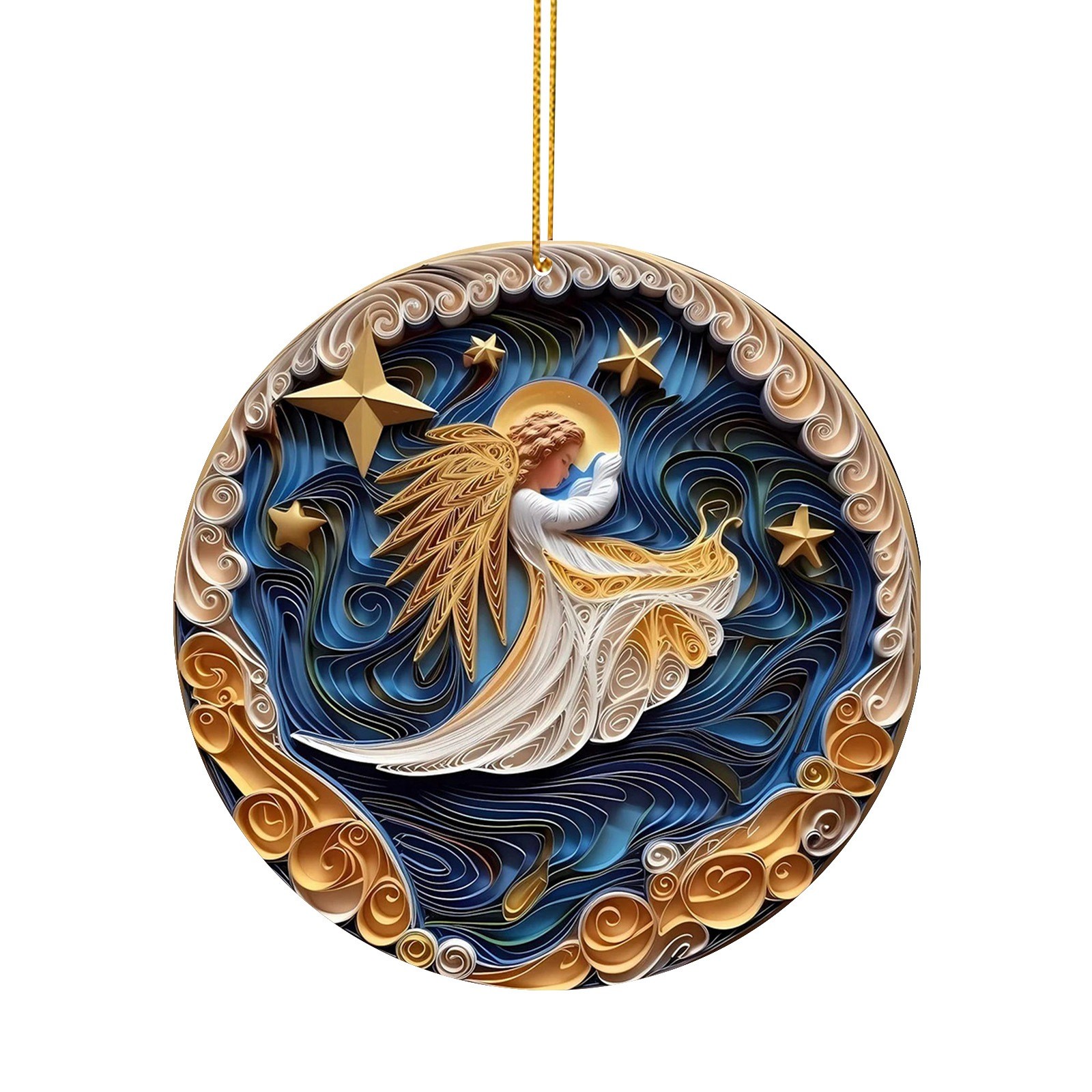 Christmas Mysterious Navy Blue And Gold Craft Pendant Christmas Acrylic ...