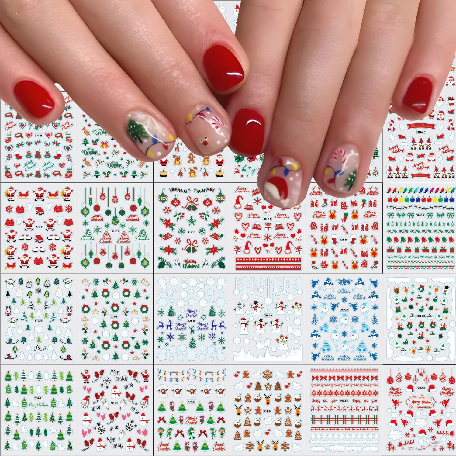 Christmas Nail Art Stickers Decals 3D Self-Adhesive Winter Xmas Themed ...
