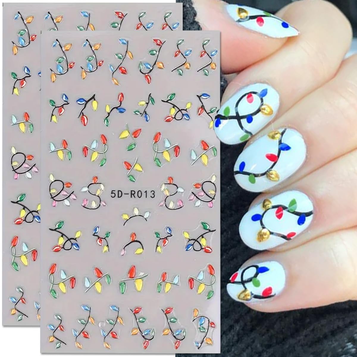 Christmas Nail Art Stickers Christmas Light Nail Stickers Colorful Neon ...