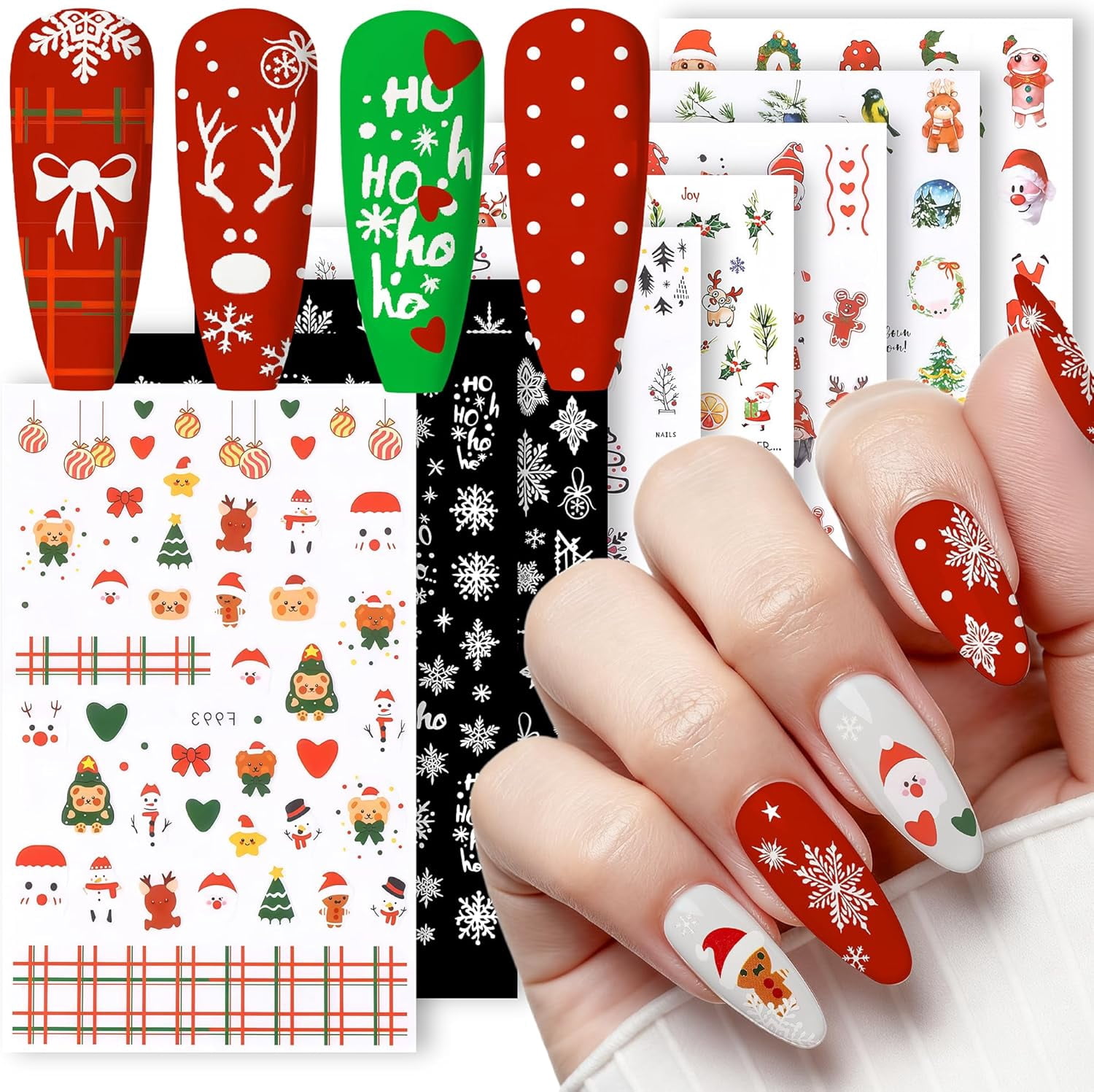 Christmas Nail Stickers, 3D Nail Art Decals for Gel Nails, DIY Nails ...