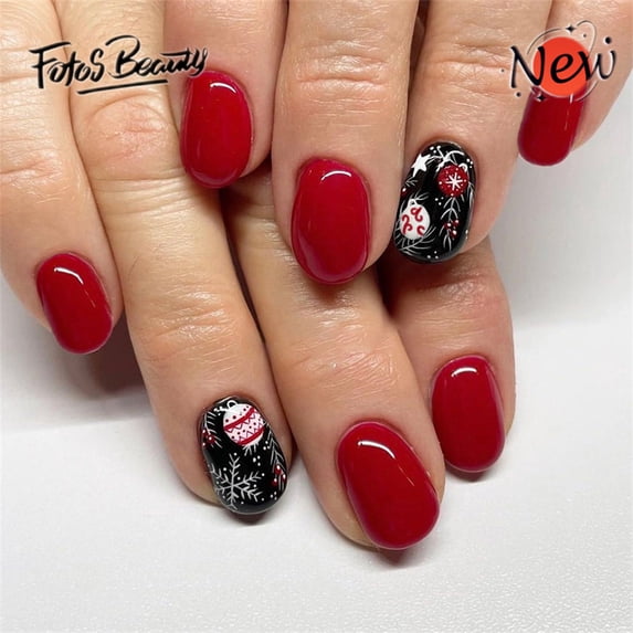 Christmas Nails Fofosbeauty 24pcs Press on Nails, Oval Tip Nails ...