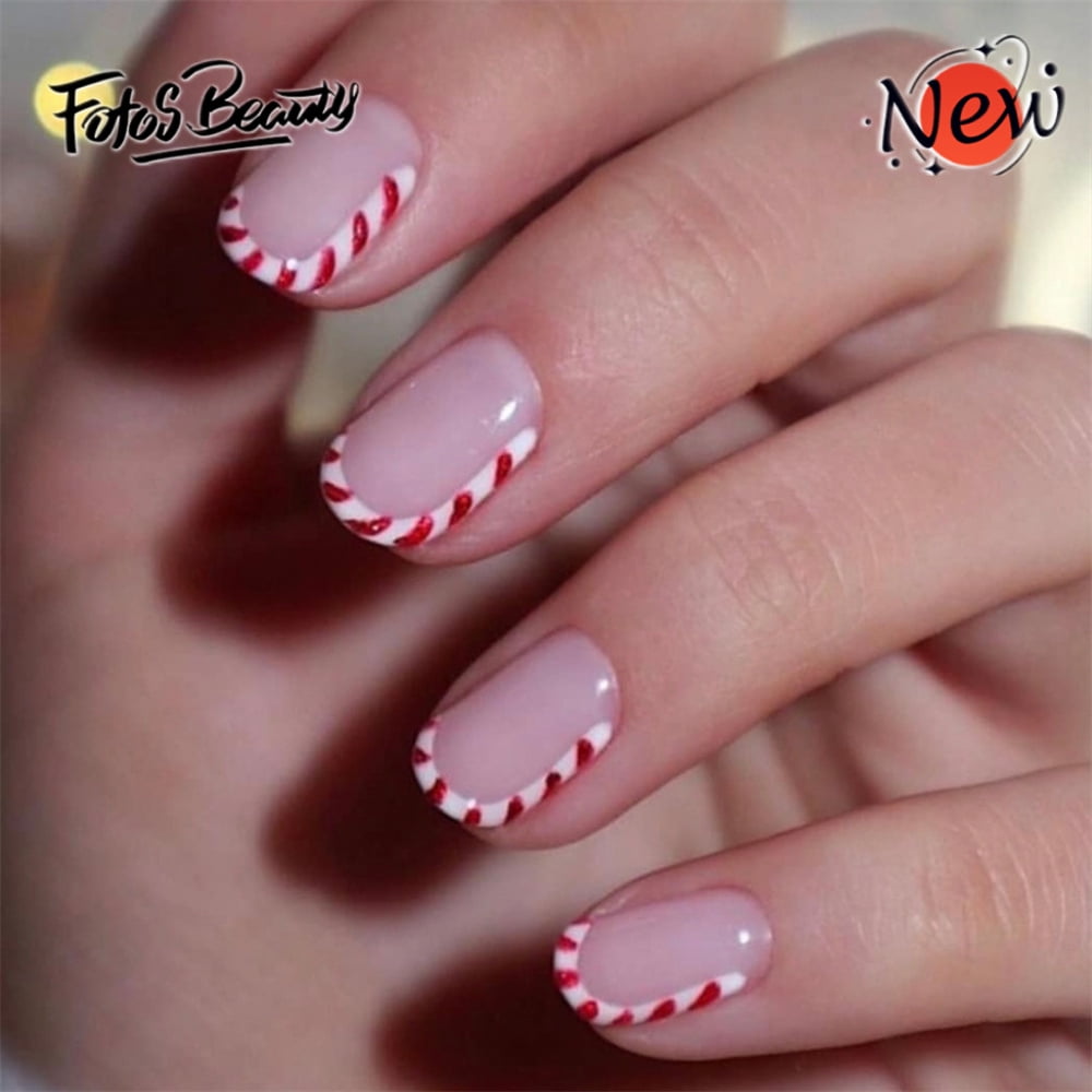 Christmas Nails Fofosbeauty 24pcs Press on Nails, Square Tip Nails ...