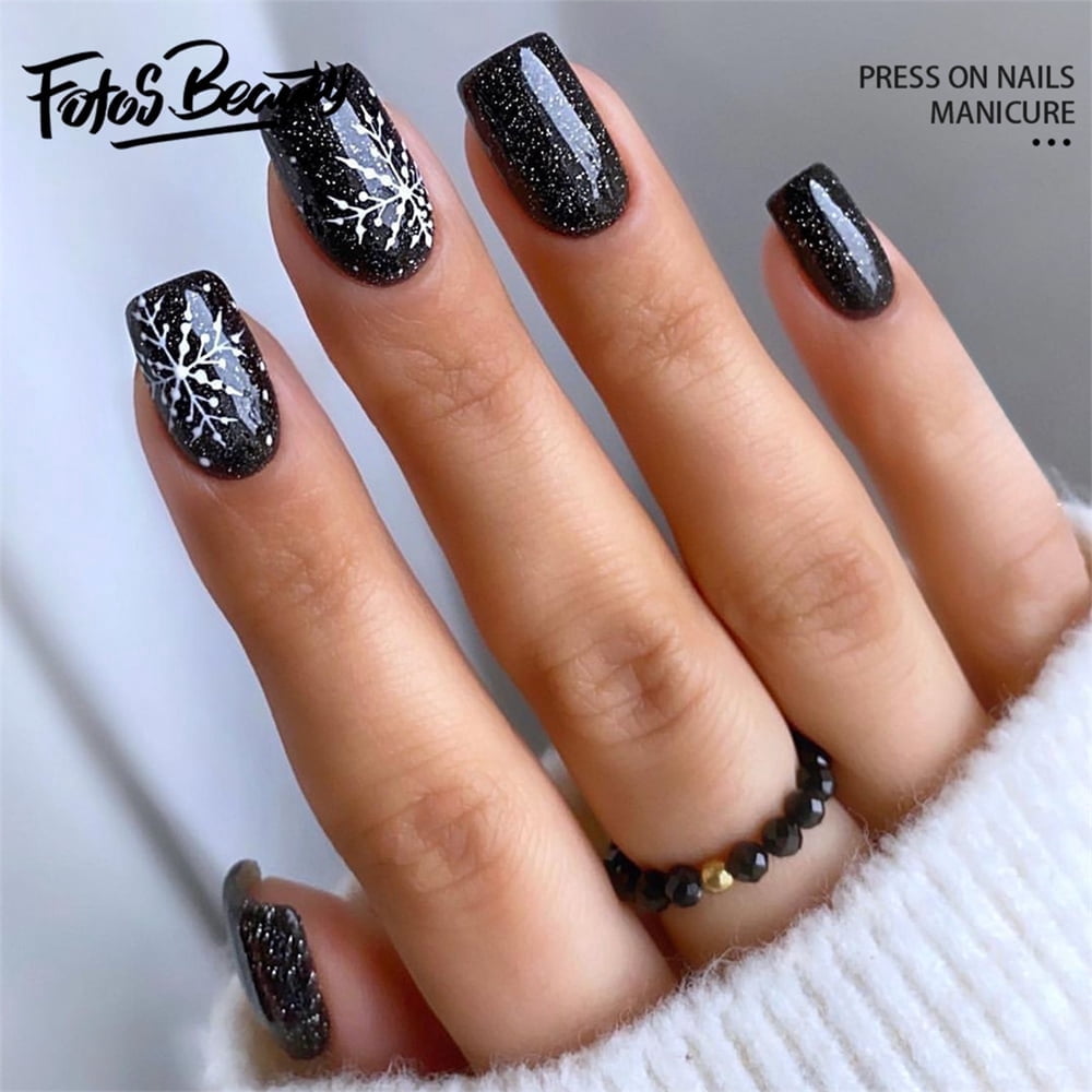 Christmas Nails Fofosbeauty False Nails, Square Press on Nails Tips ...