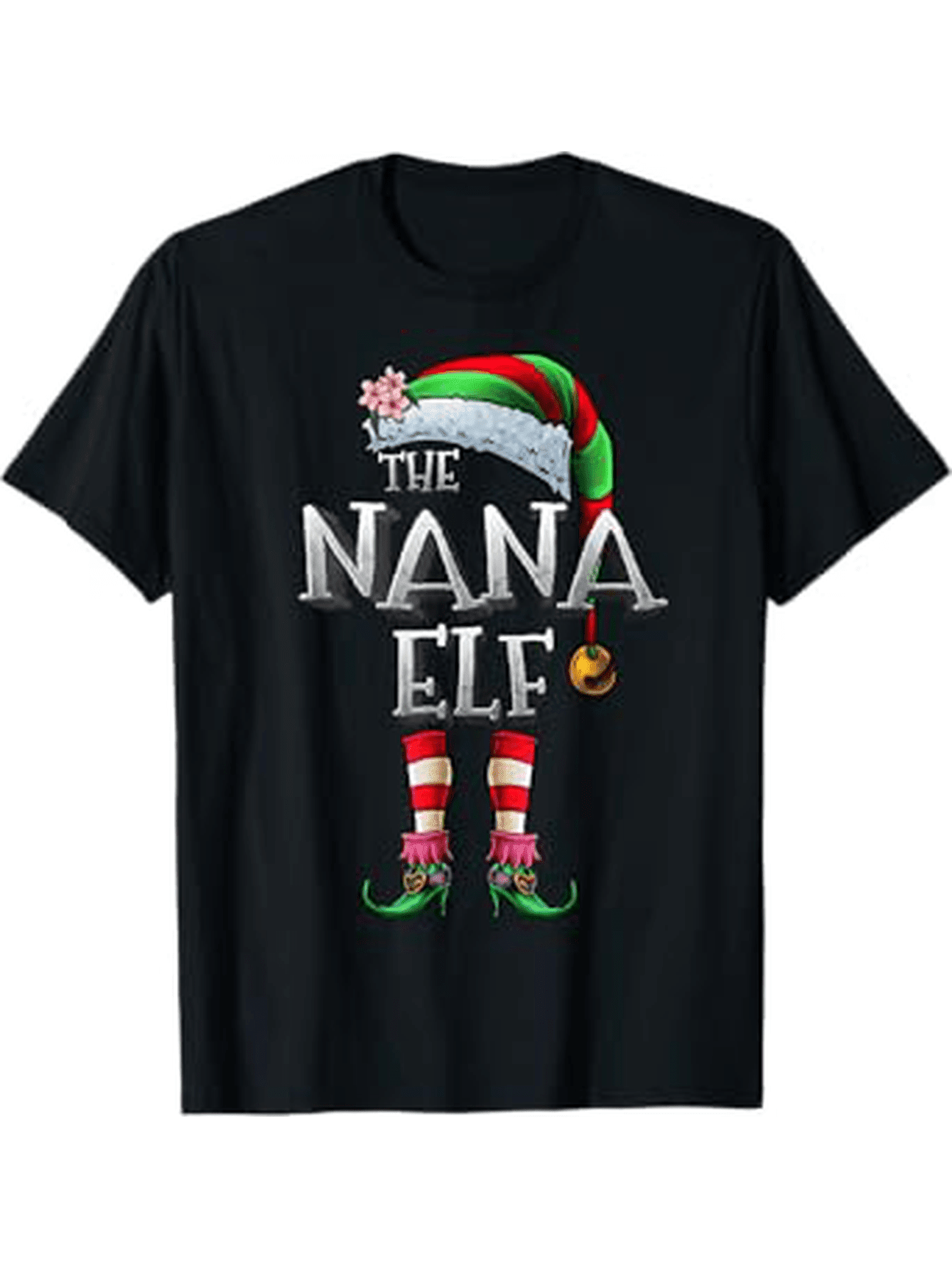 Christmas Nana Elf TShirt for Women The Nana Elf Design with Santa Hat ...
