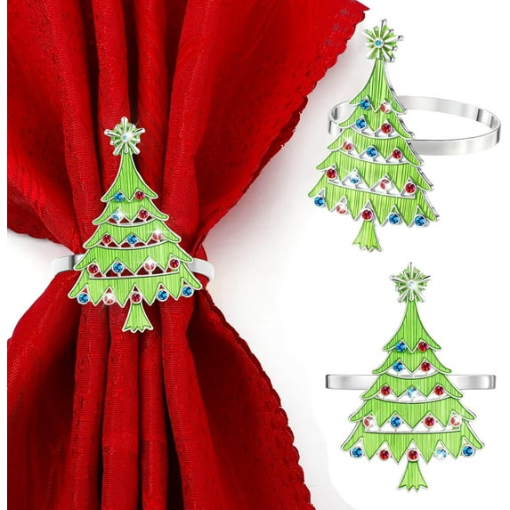 Christmas Napkin Rings Set of 12 Christmas Tree Metal Napkin Holder ...