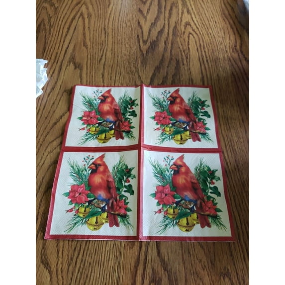 Christmas Napkins 20 Cocktail Napkins Red Cardinal Winter Bird 5" X 5 ...